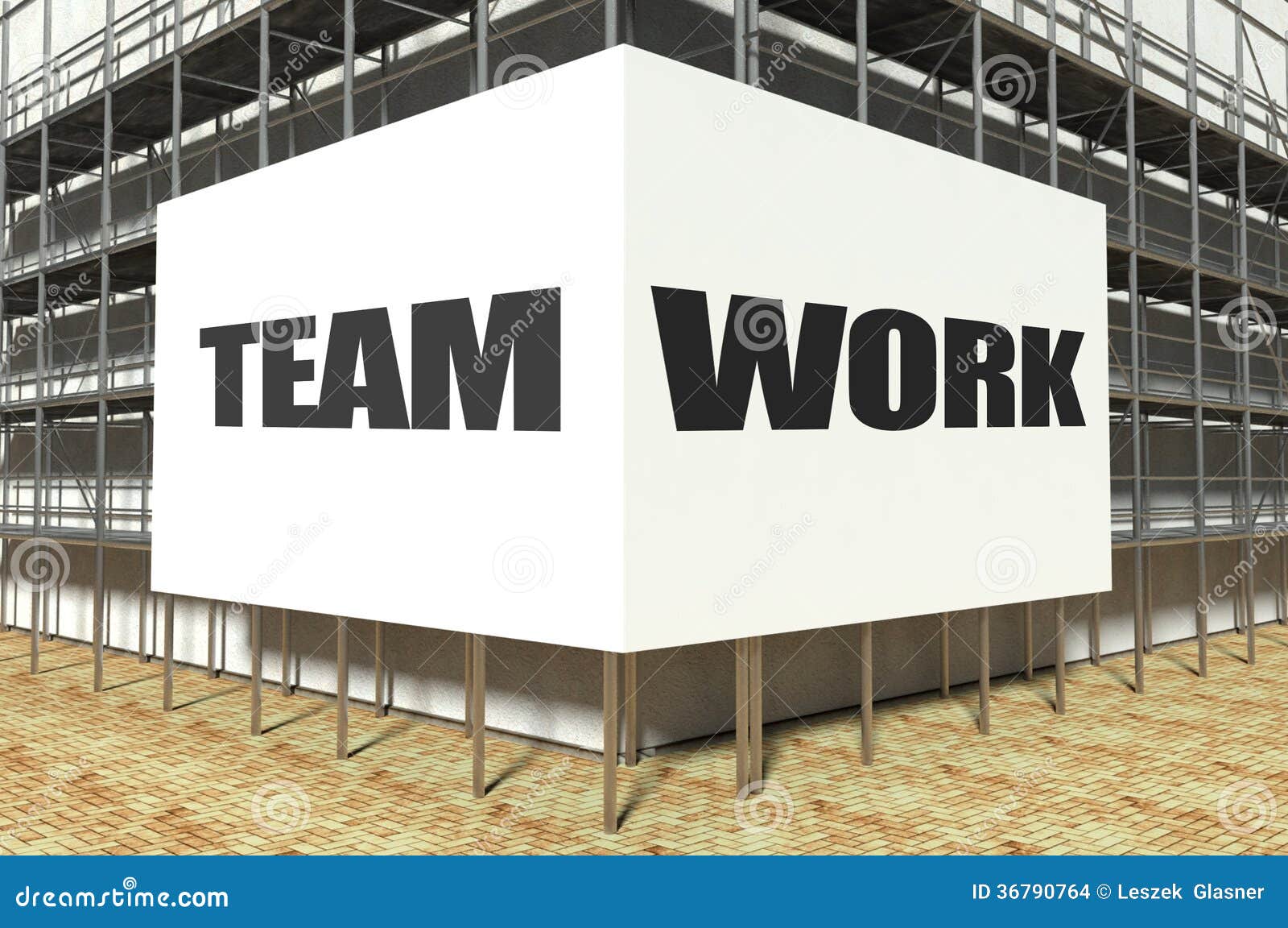 Teamwork on Scaffold, Advertising Billboard Stock Illustration ...