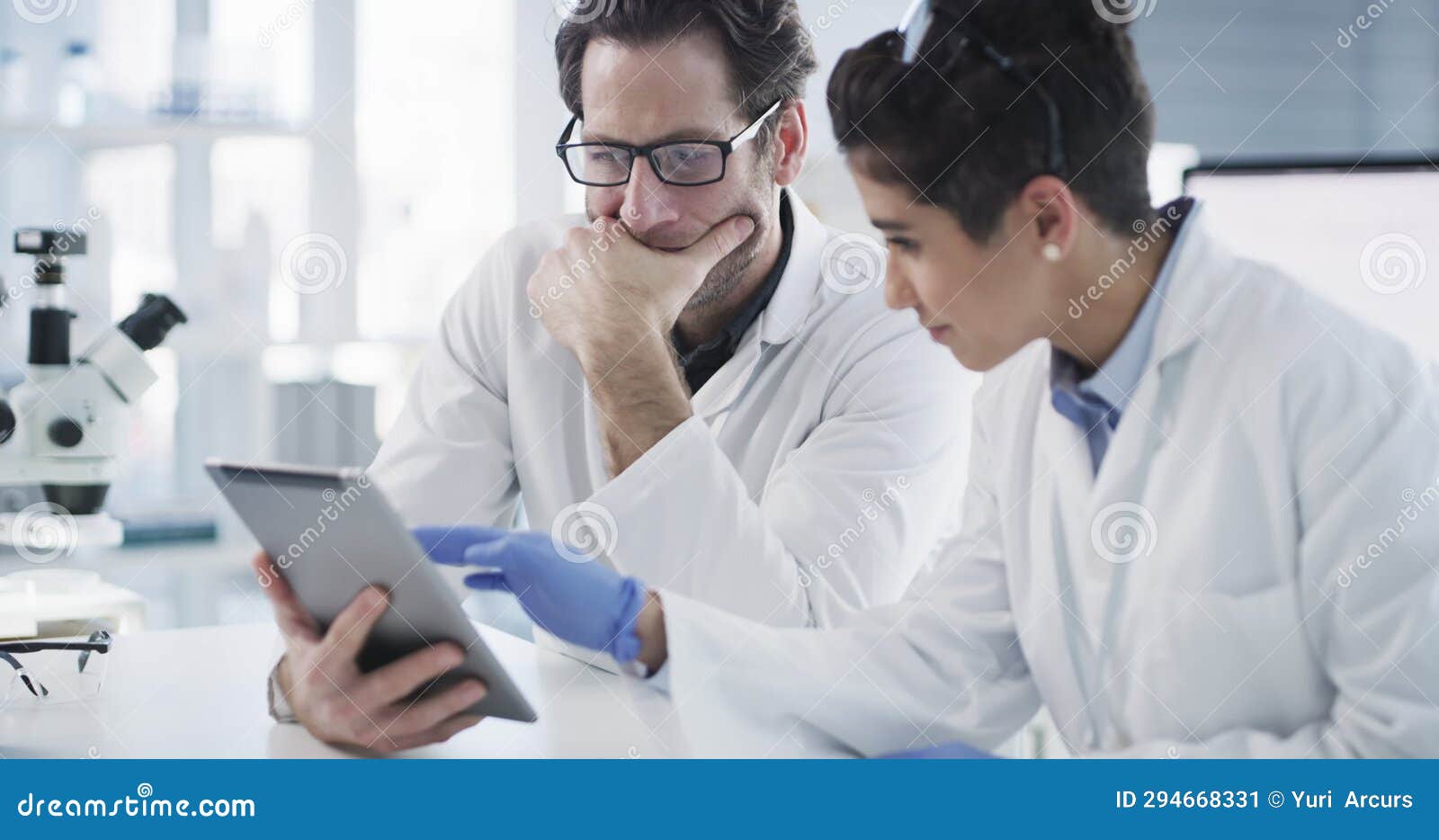 Teamwork, Science and Doctors with Tablet in Laboratory for Medical ...
