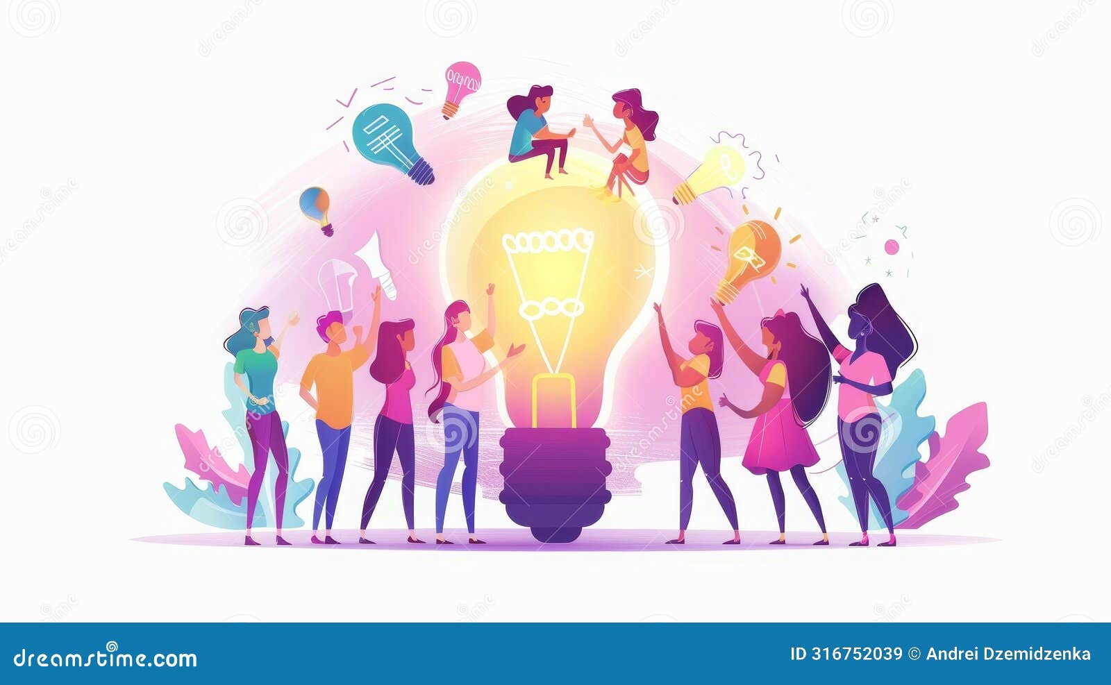 Teamwork for Search Success Business Solution. Modern Flat Illustration ...