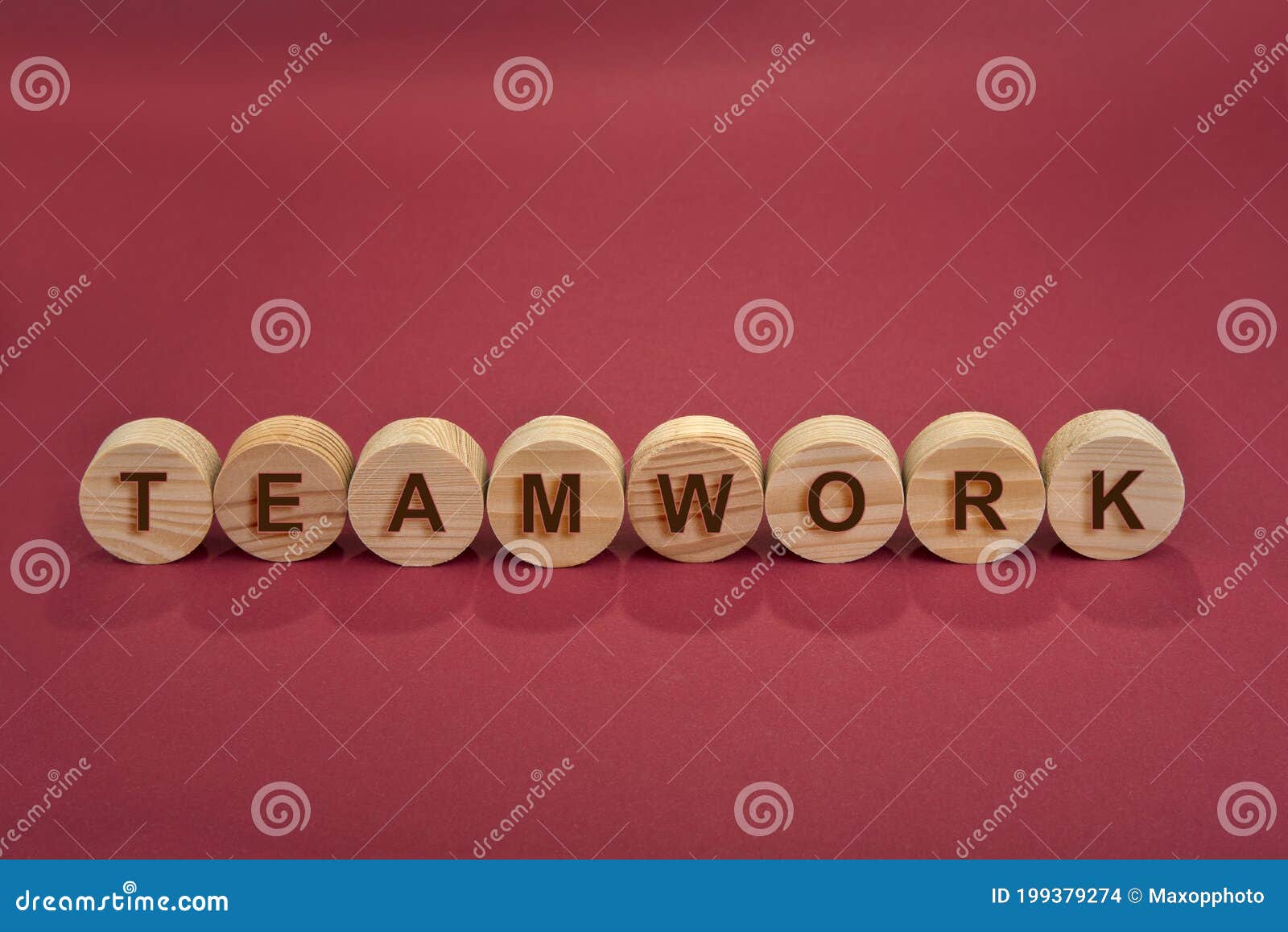Teamwork Sign on a Wooden Circles on a Red Stock Photo - Image of ...