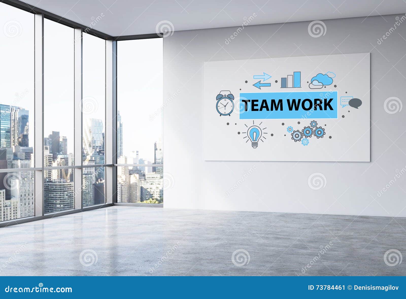 Teamwork Sketch on Office Whiteboard Stock Illustration - Illustration ...