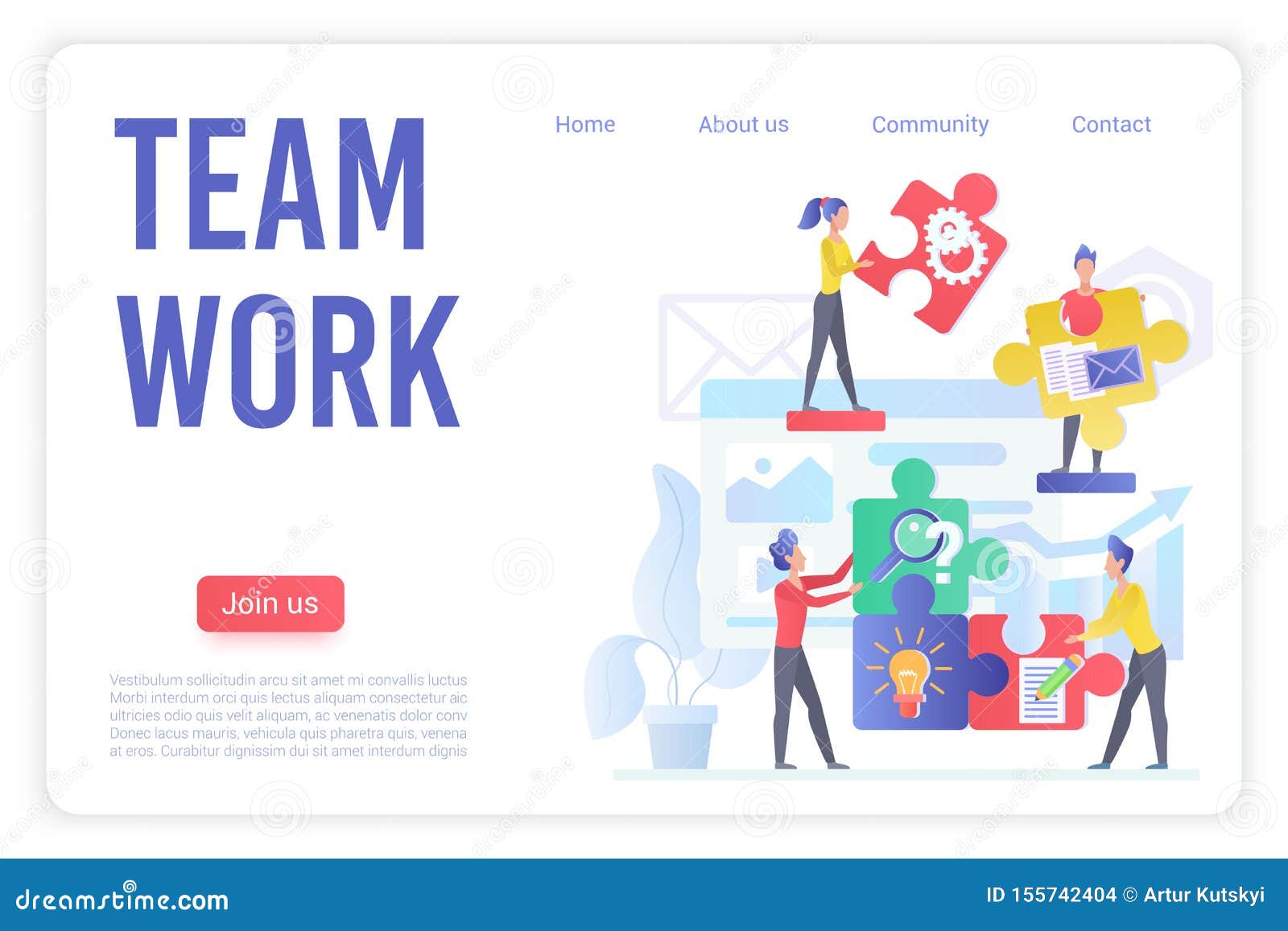 Teamwork Smart Organization Landing Page Vector Template Stock Vector ...