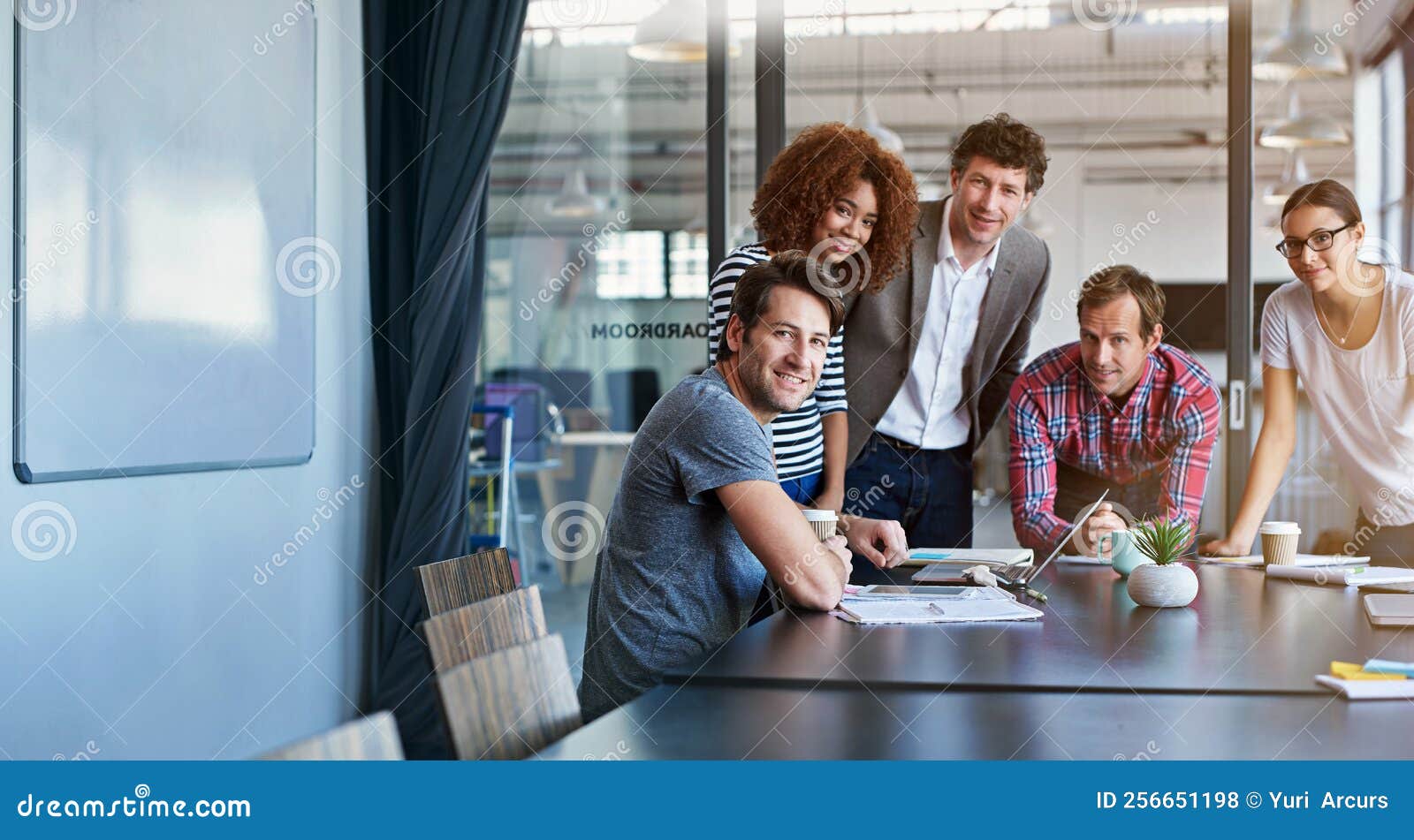 Teamwork with a Smile. Portrait of a Group of Office Workers in a ...