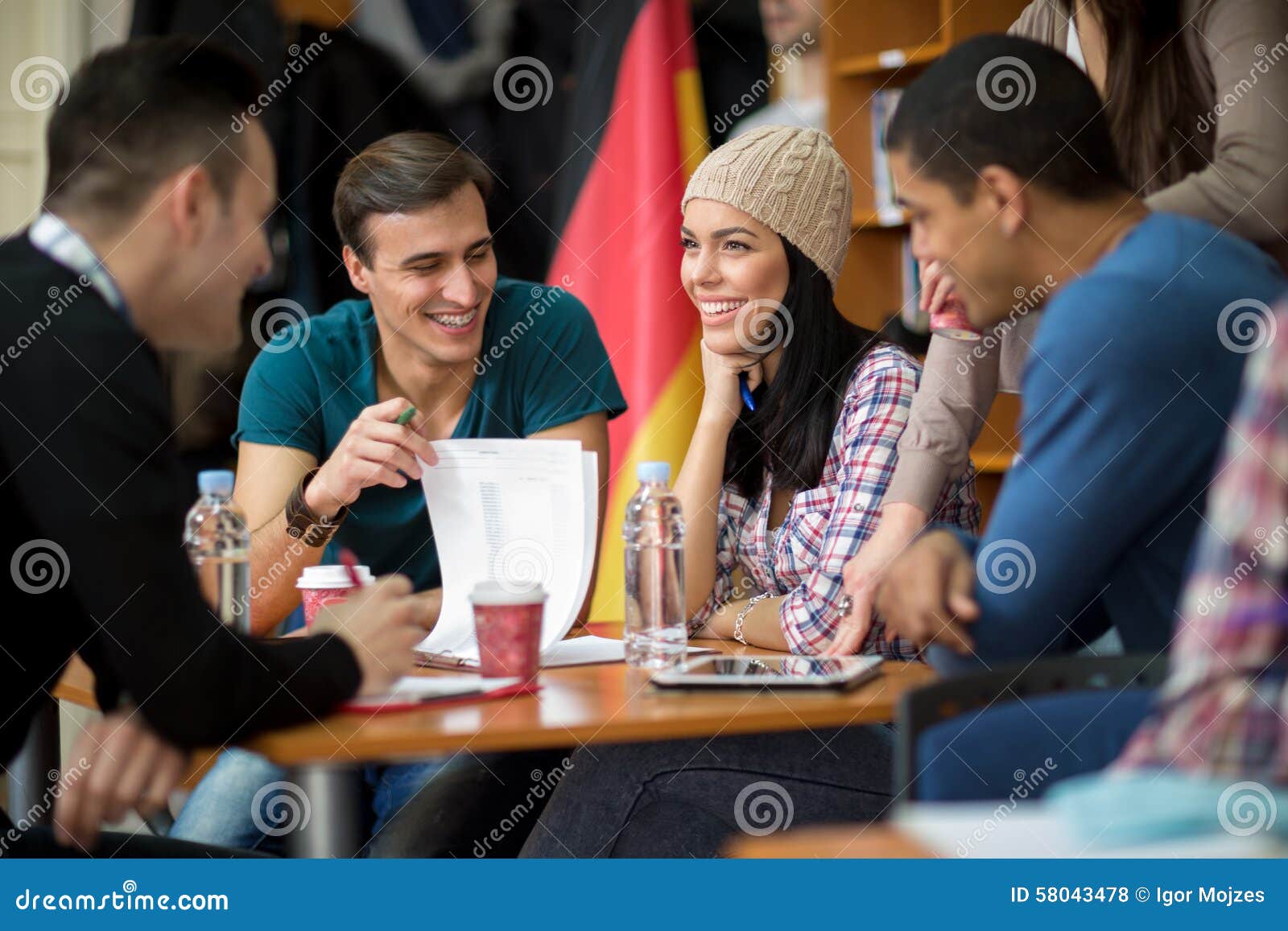 Teamwork Socializing and Studying for College Exam Stock Photo - Image ...