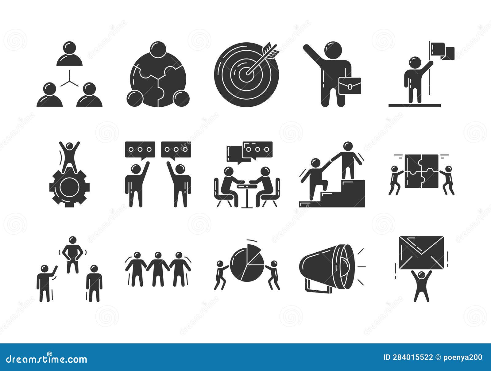 Teamwork Solid Icon Set. Contains Such Conference Meeting, Team Leader ...
