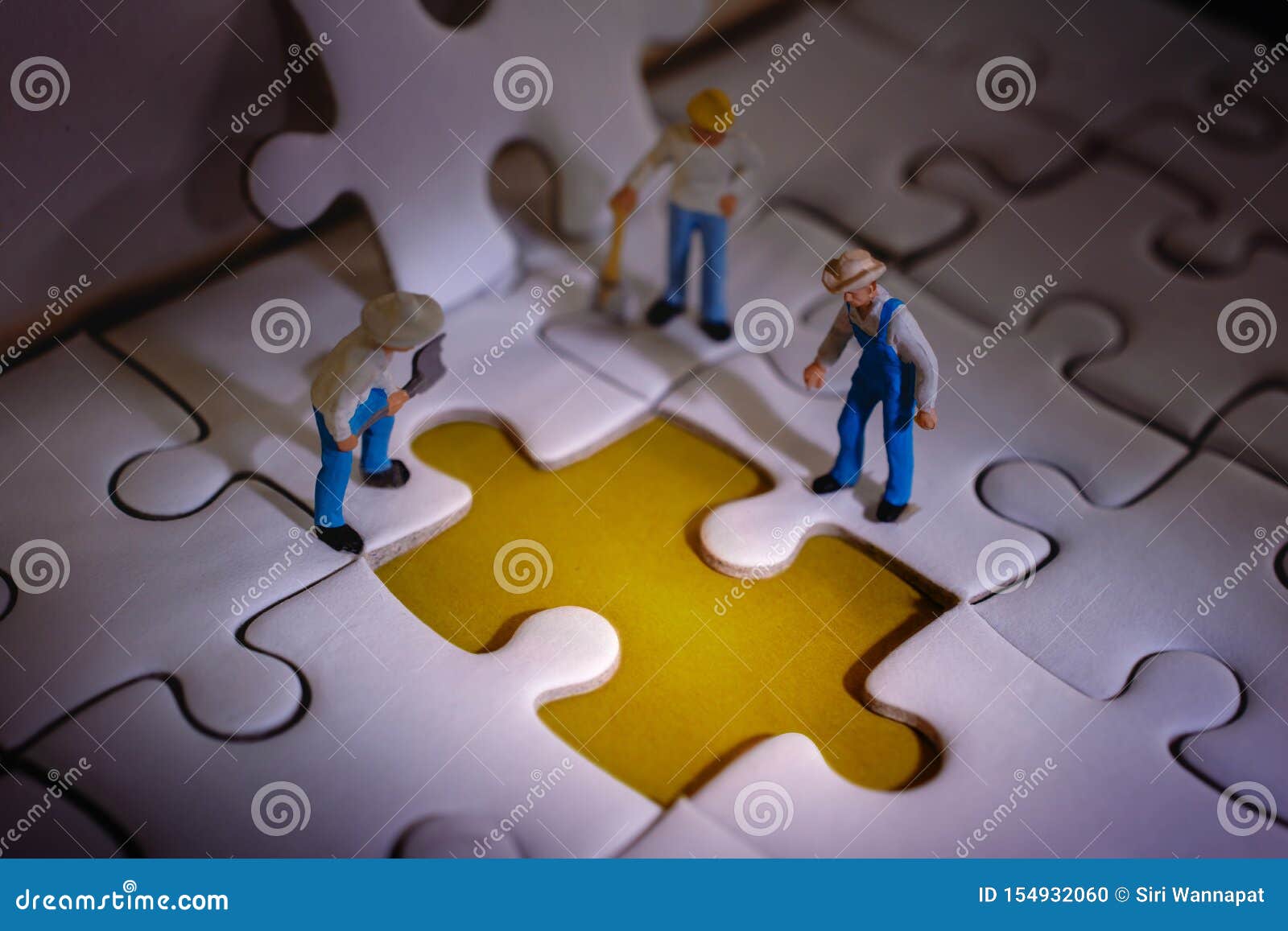 Miniature Worker People Hard Teamwork On Working Man Stock Photo ...