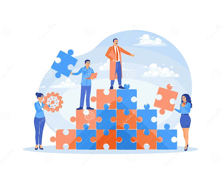 Teamwork in Solving Problems. the Business Team is Putting Together a ...