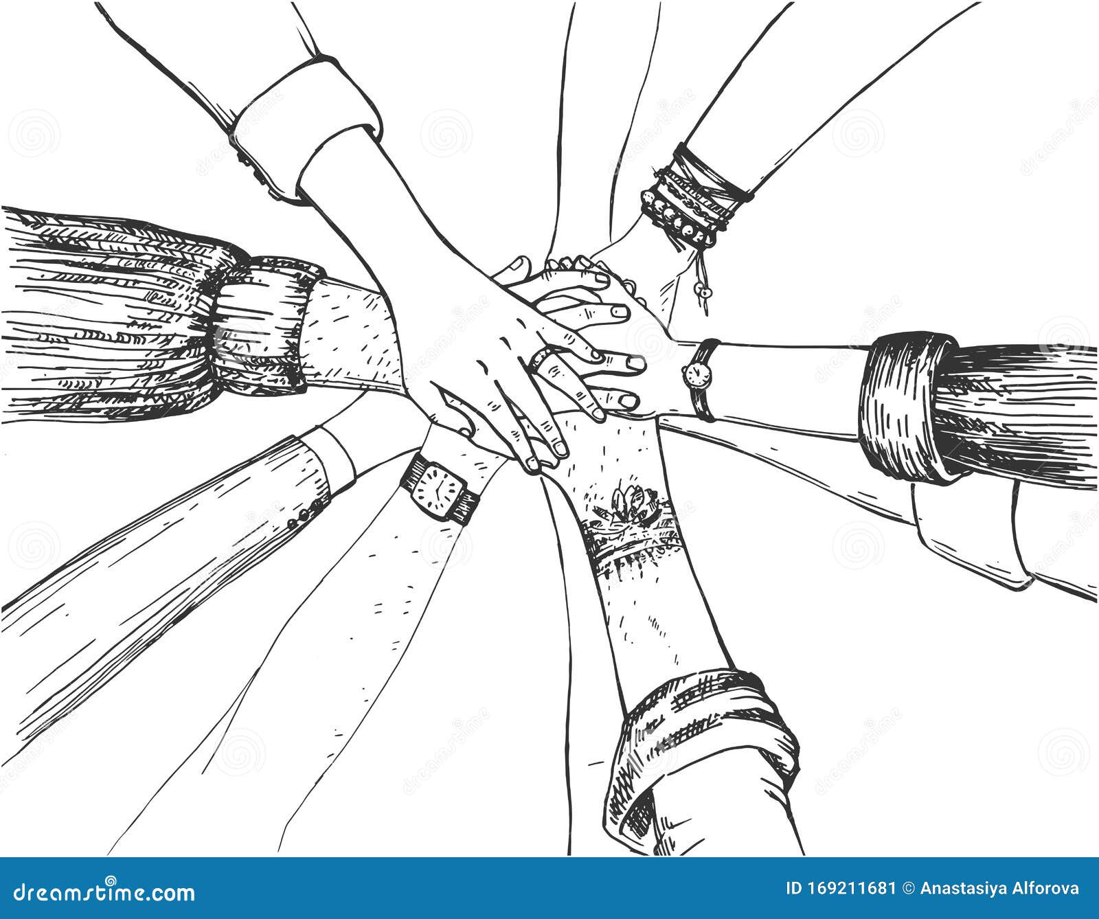 Teamwork Stacking Joining Group Stock Vector - Illustration of together ...