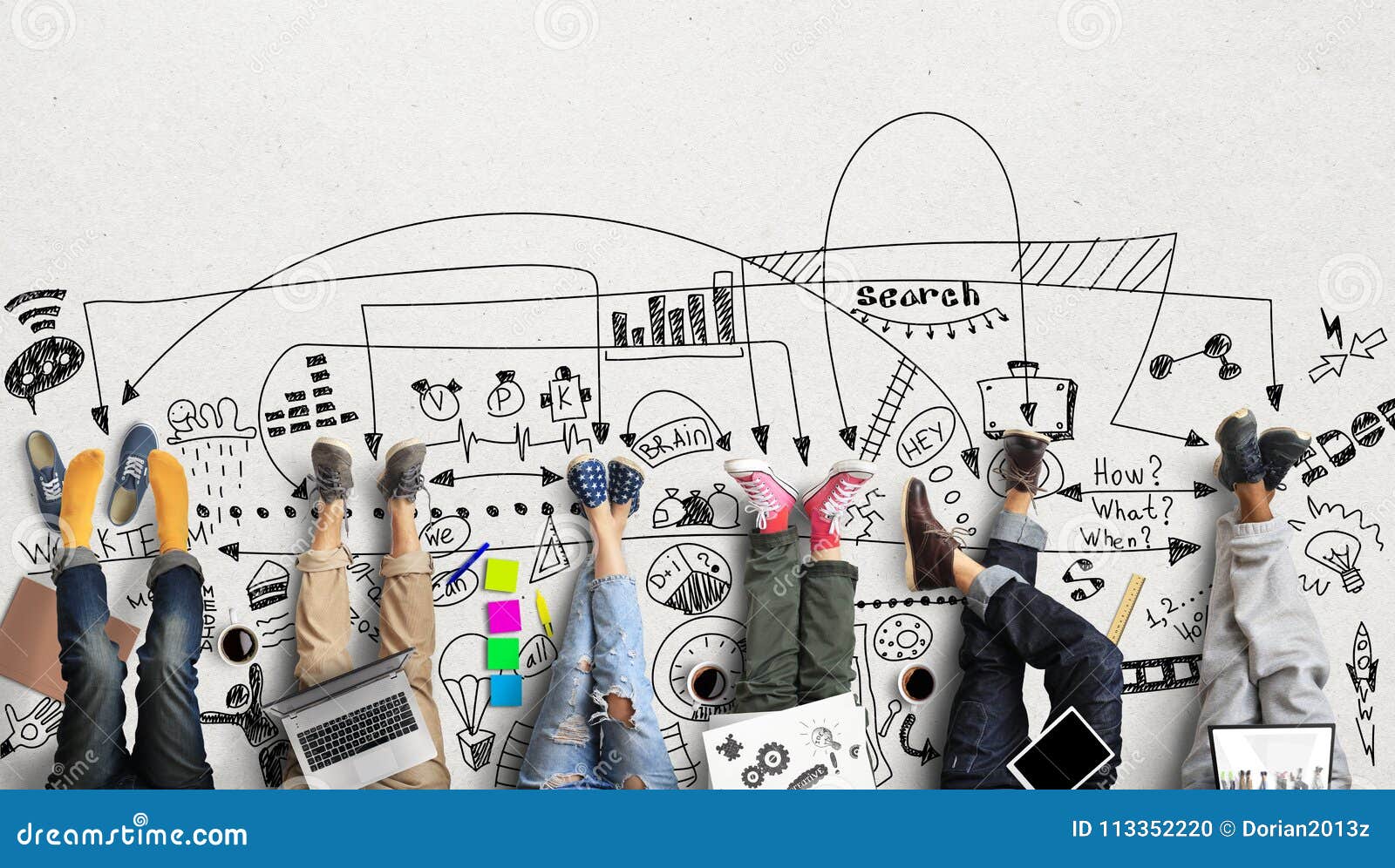 Teamwork of the staff stock photo. Image of smartphone - 113352220