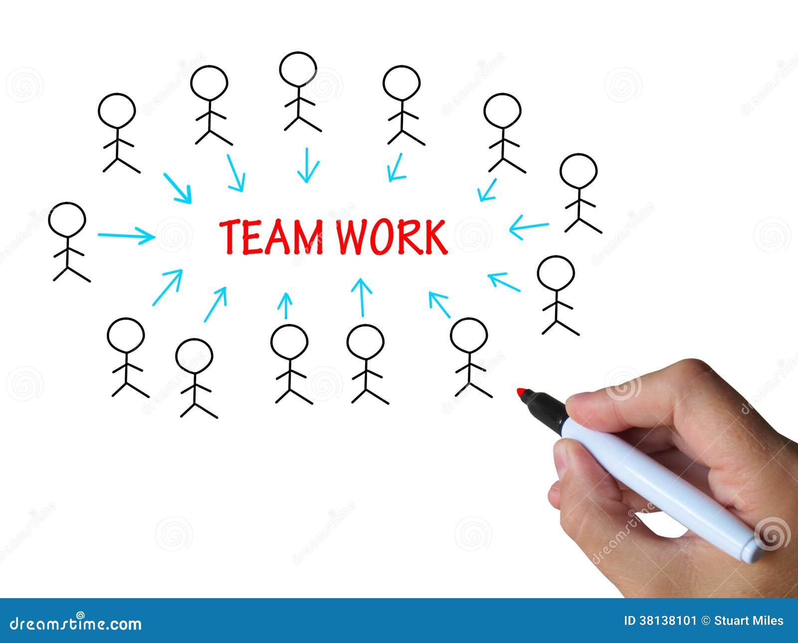 Teamwork Stick Figures Shows Working As Team Stock Illustration ...