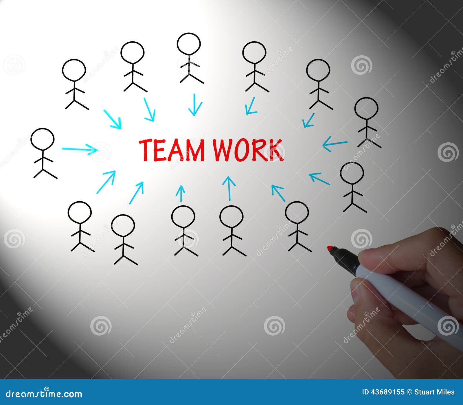 Teamwork Stick Figures Shows Working As Team Stock Image ...
