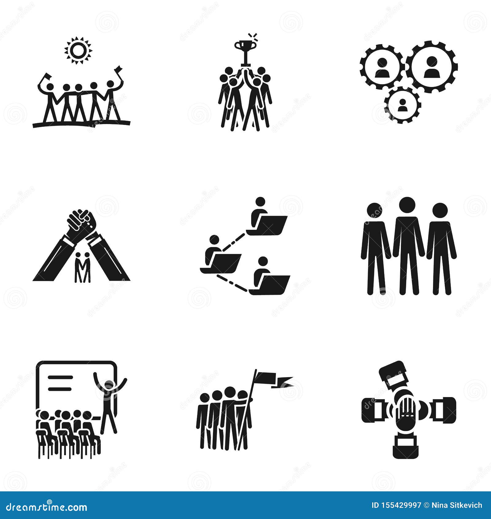 Teamwork Strategy Icon Set, Simple Style Stock Vector - Illustration of ...