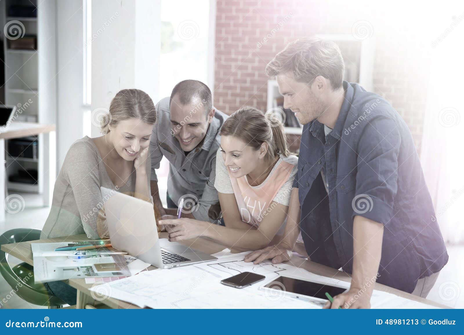 Teamwork on a Student Project Stock Image - Image of interior, class ...