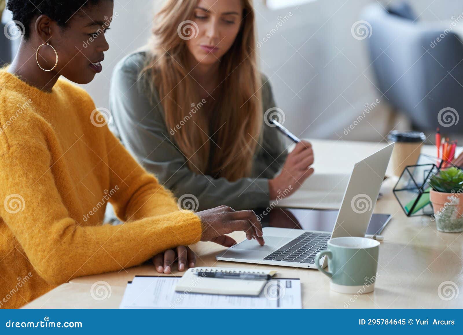 Teamwork, Students and Women with a Laptop at Desk in University for ...