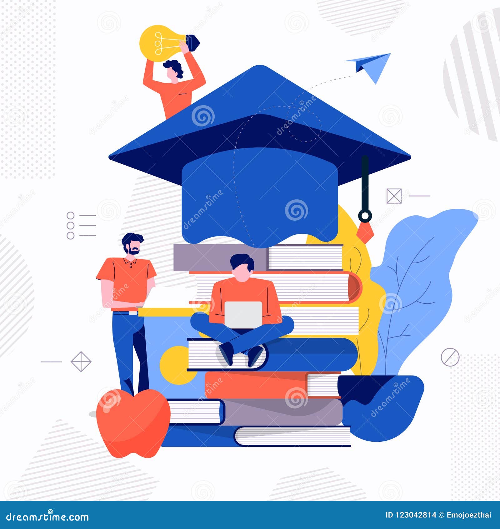 Teamwork study e-learning stock vector. Illustration of school - 123042814