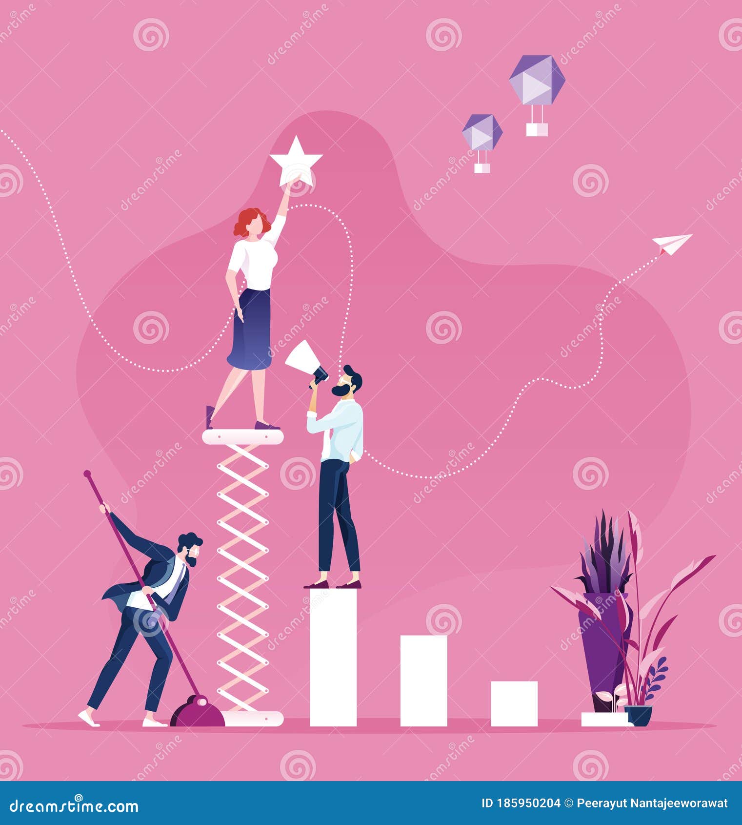Teamwork and Partnership To Reach Star Stock Vector - Illustration of ...