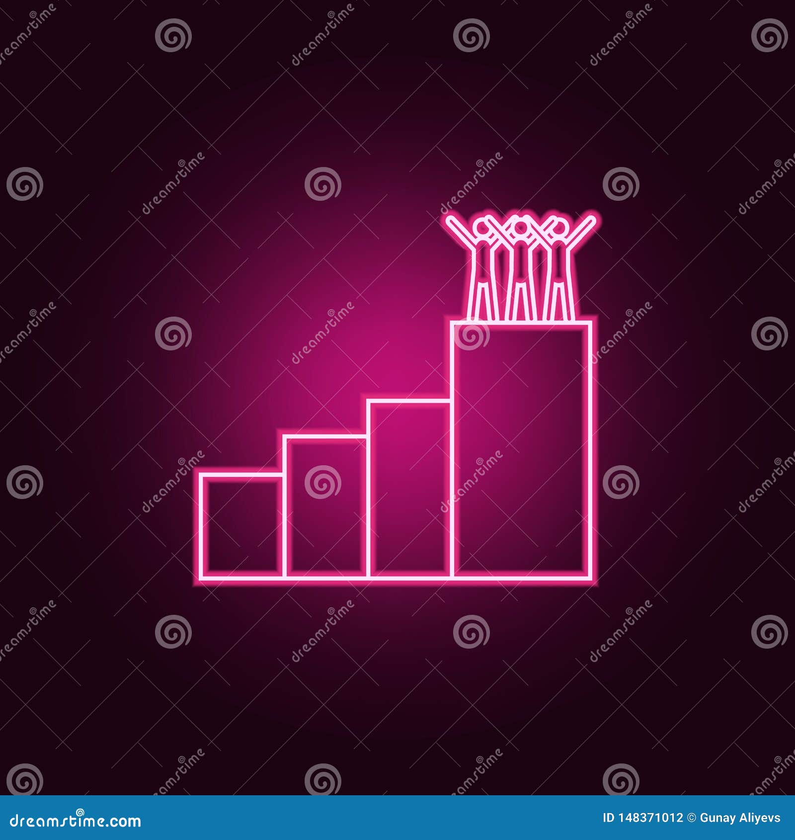 Teamwork Success Concept Neon Icon. Elements of Team Work Set Stock ...