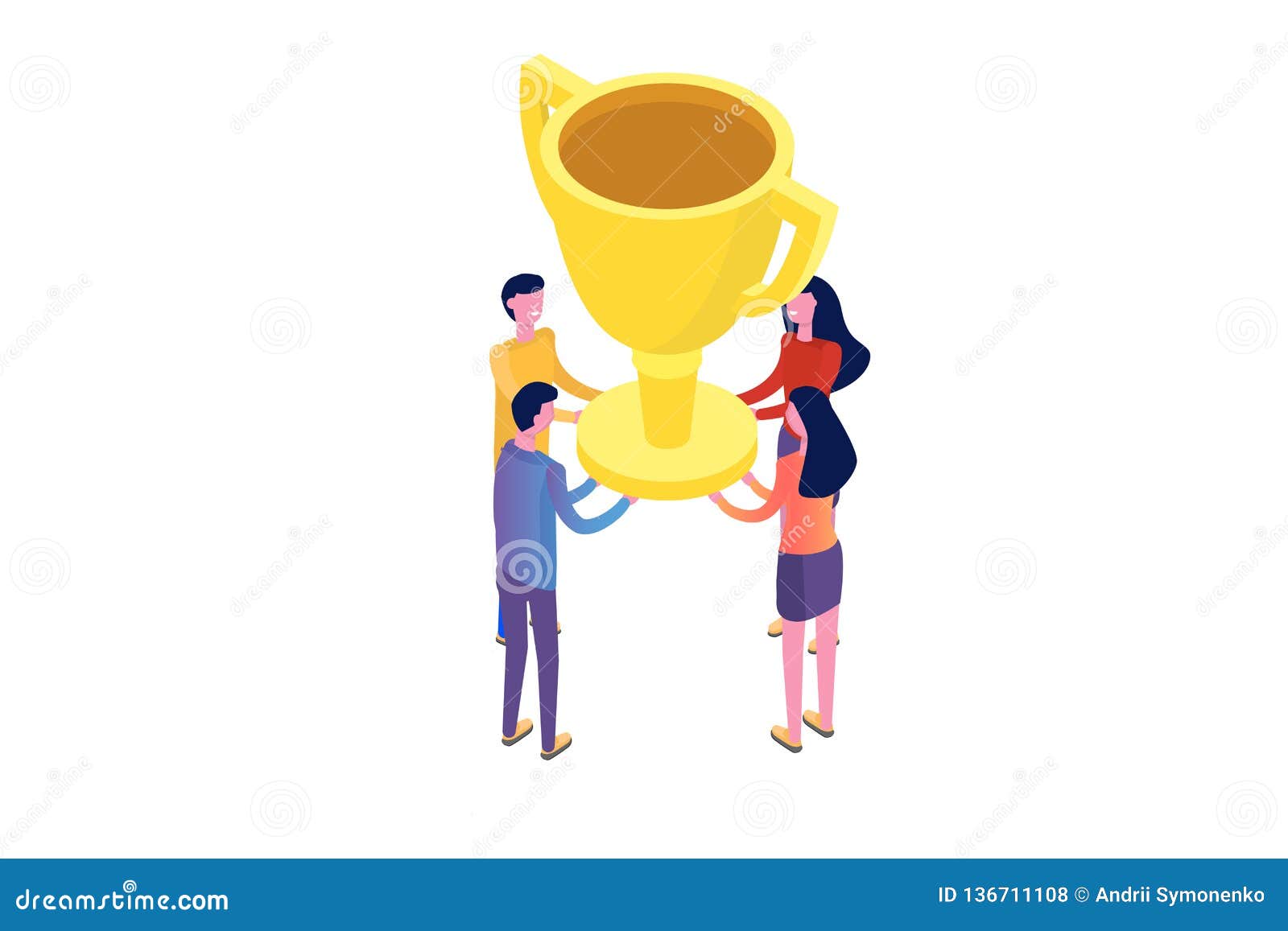 Teamwork, Success, Victory Team Concept Isometric. Stock Vector ...