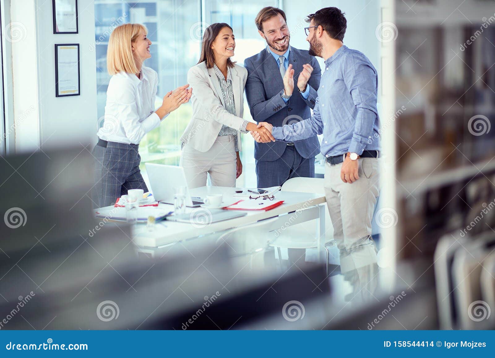 Teamwork- Successfully Completed Business Meeting Stock Photo - Image ...