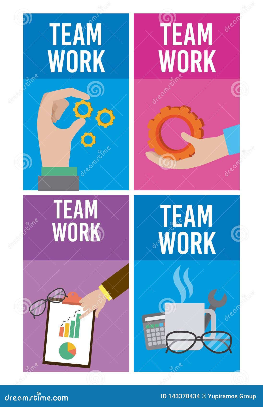 Teamwork and support cards stock vector. Illustration of help - 143378434