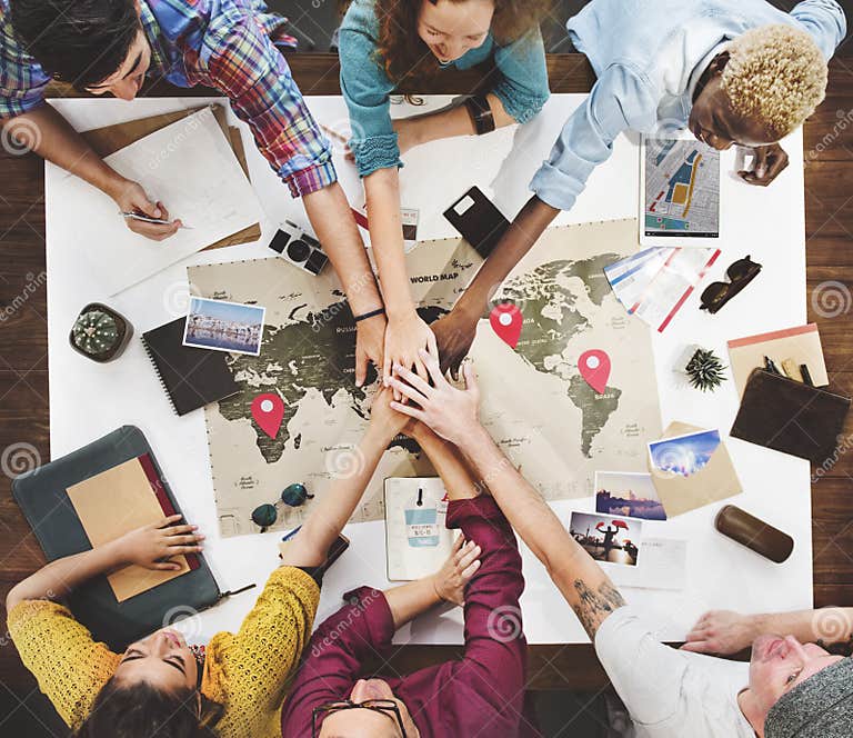 Teamwork Support Travel Journey Planning Concept Stock Image - Image of ...