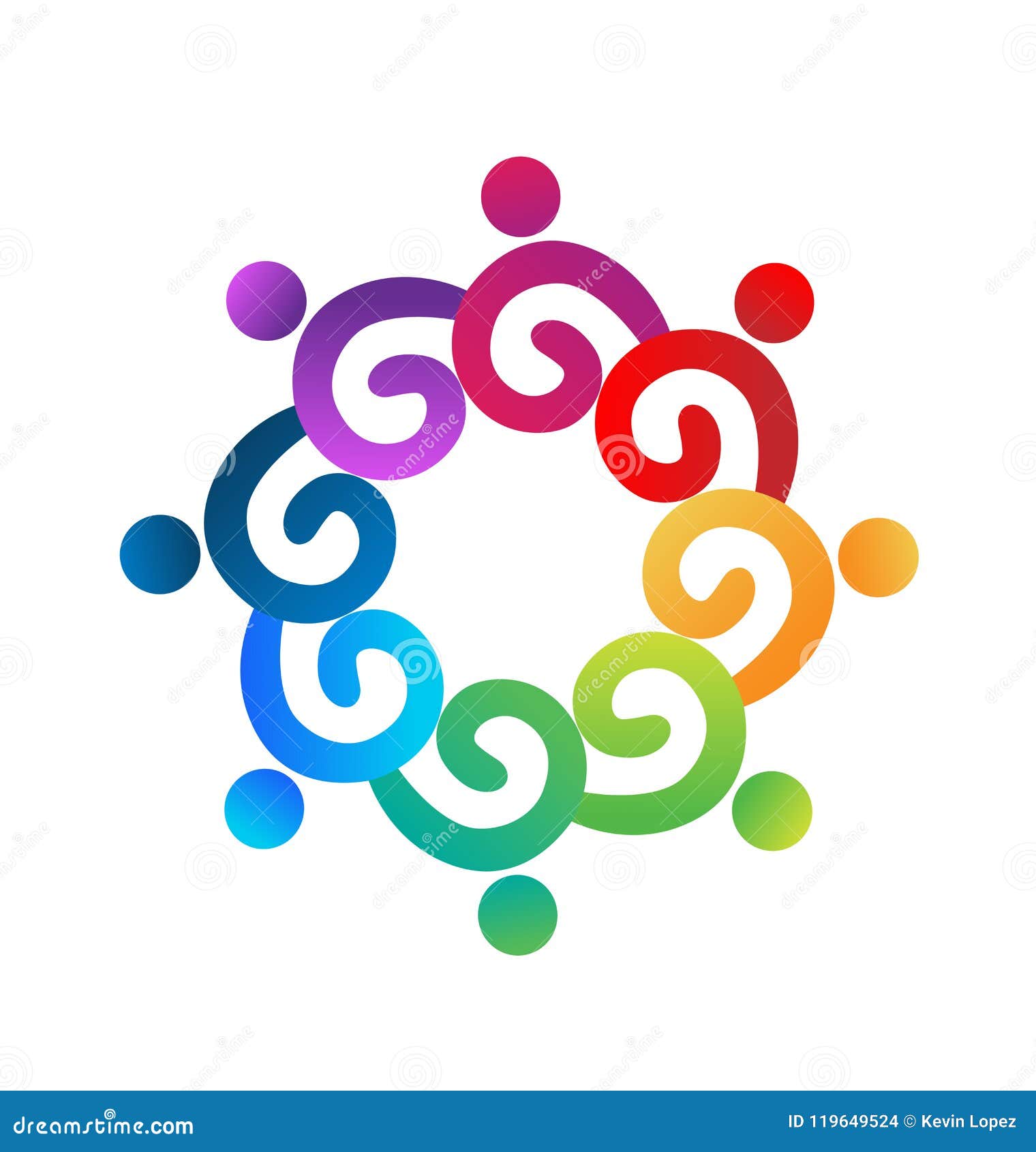 Teamwork Swirly Multi-colored People Vector Stock Vector - Illustration ...