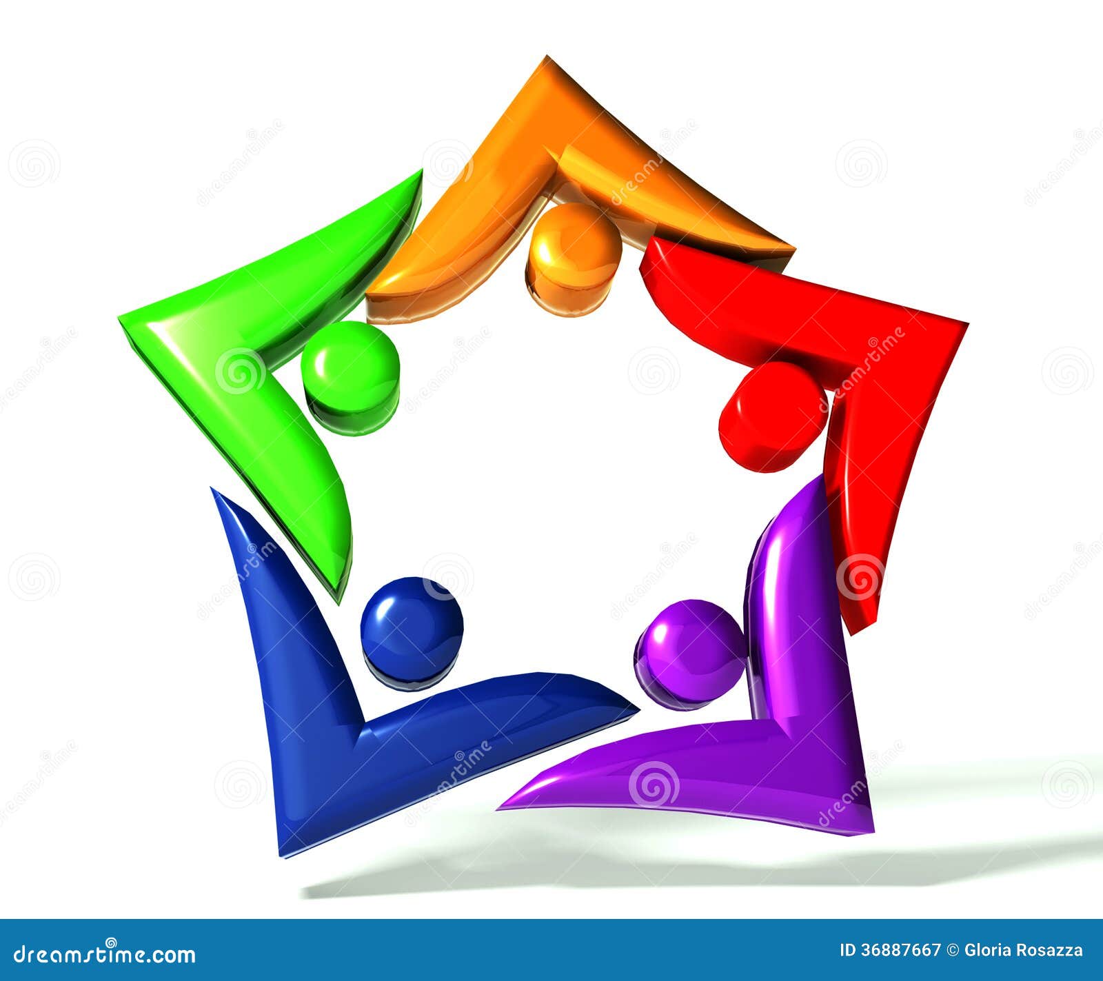 Teamwork Swooshes Star 3d Logo Stock Vector - Illustration of computer ...