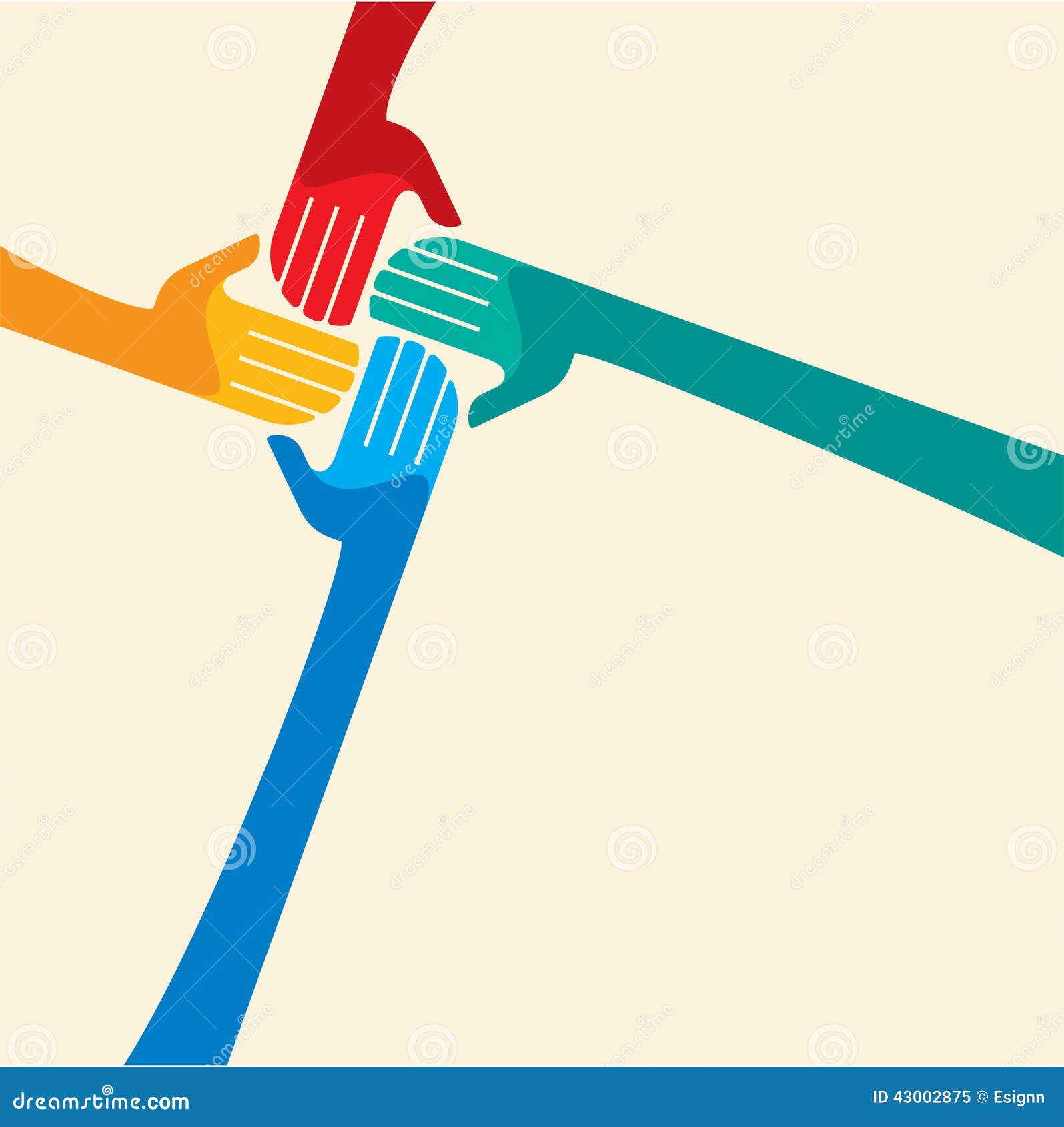 Teamwork Symbol. Multicolored Hands Cartoon Vector | CartoonDealer.com ...