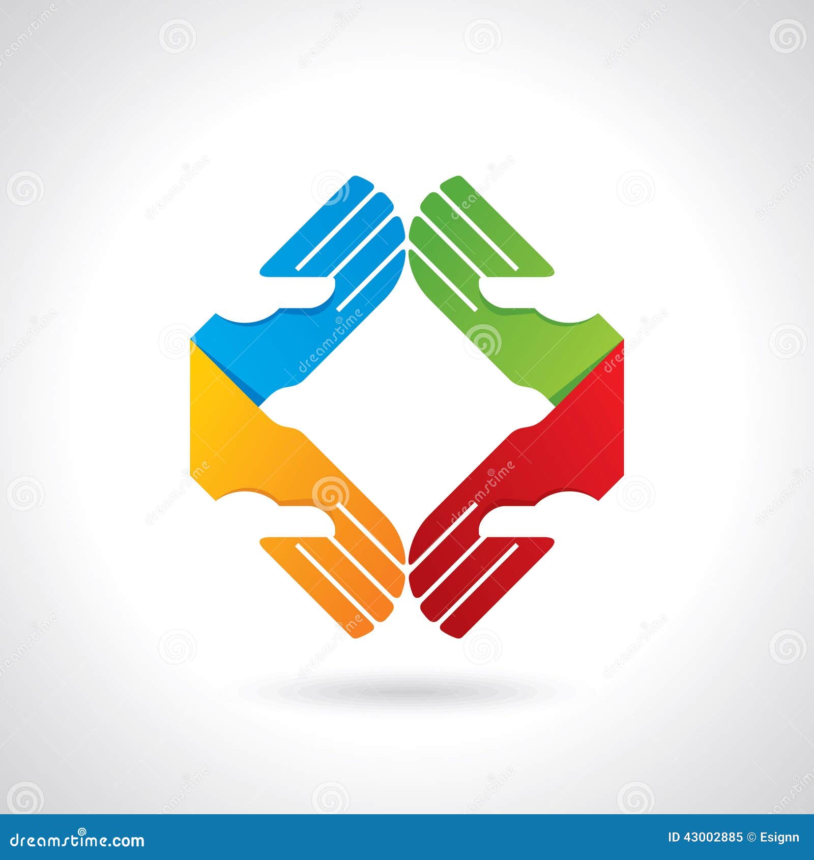 Teamwork Symbol. Multicolored Hands Stock Vector - Illustration of ...