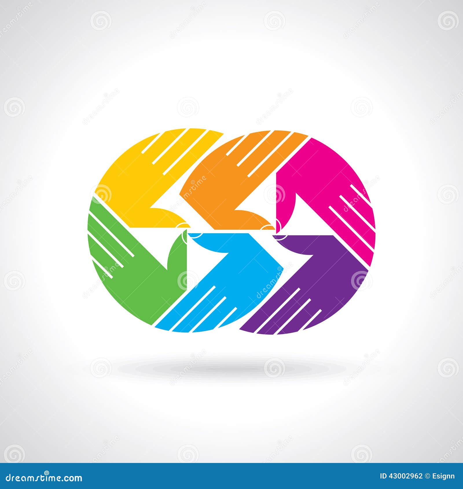 Teamwork Symbol. Multicolored Hands Stock Vector - Illustration of ...