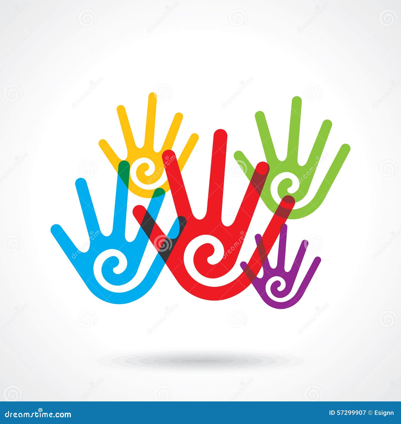 Teamwork Symbol. Multicolored Hands Stock Vector - Illustration of ...
