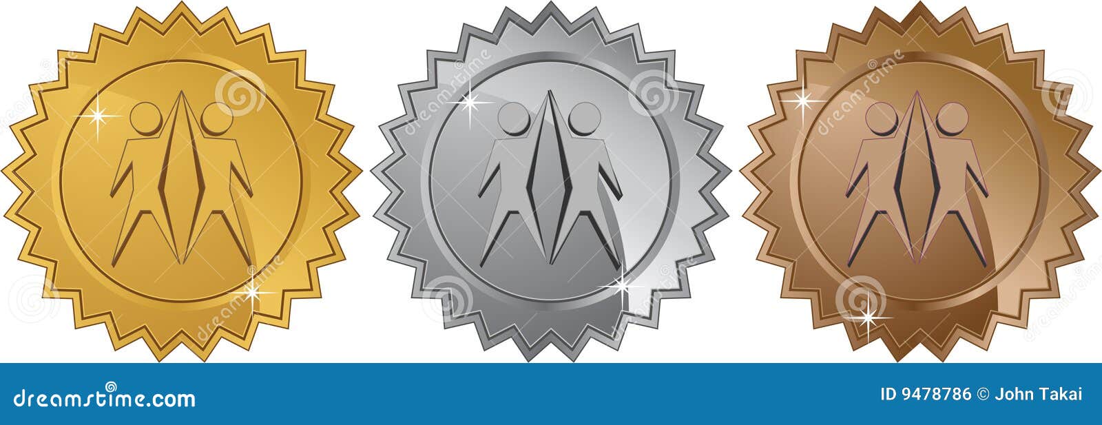 Teamwork Symbol - Set of 3 Seals Stock Vector - Illustration of silver ...