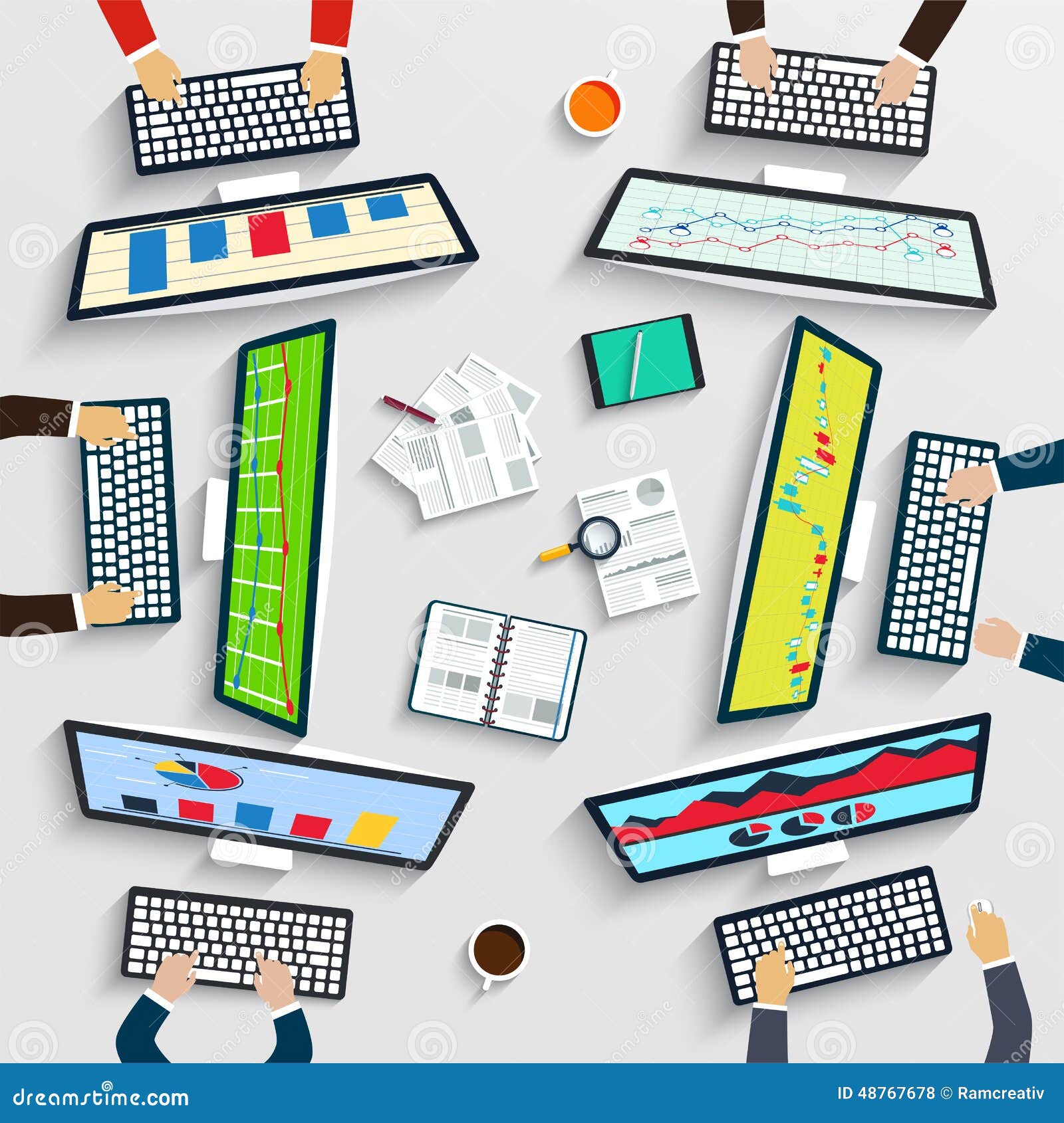 Teamwork at Table, Business Strategy, Statistic, Web Analytics Stock ...