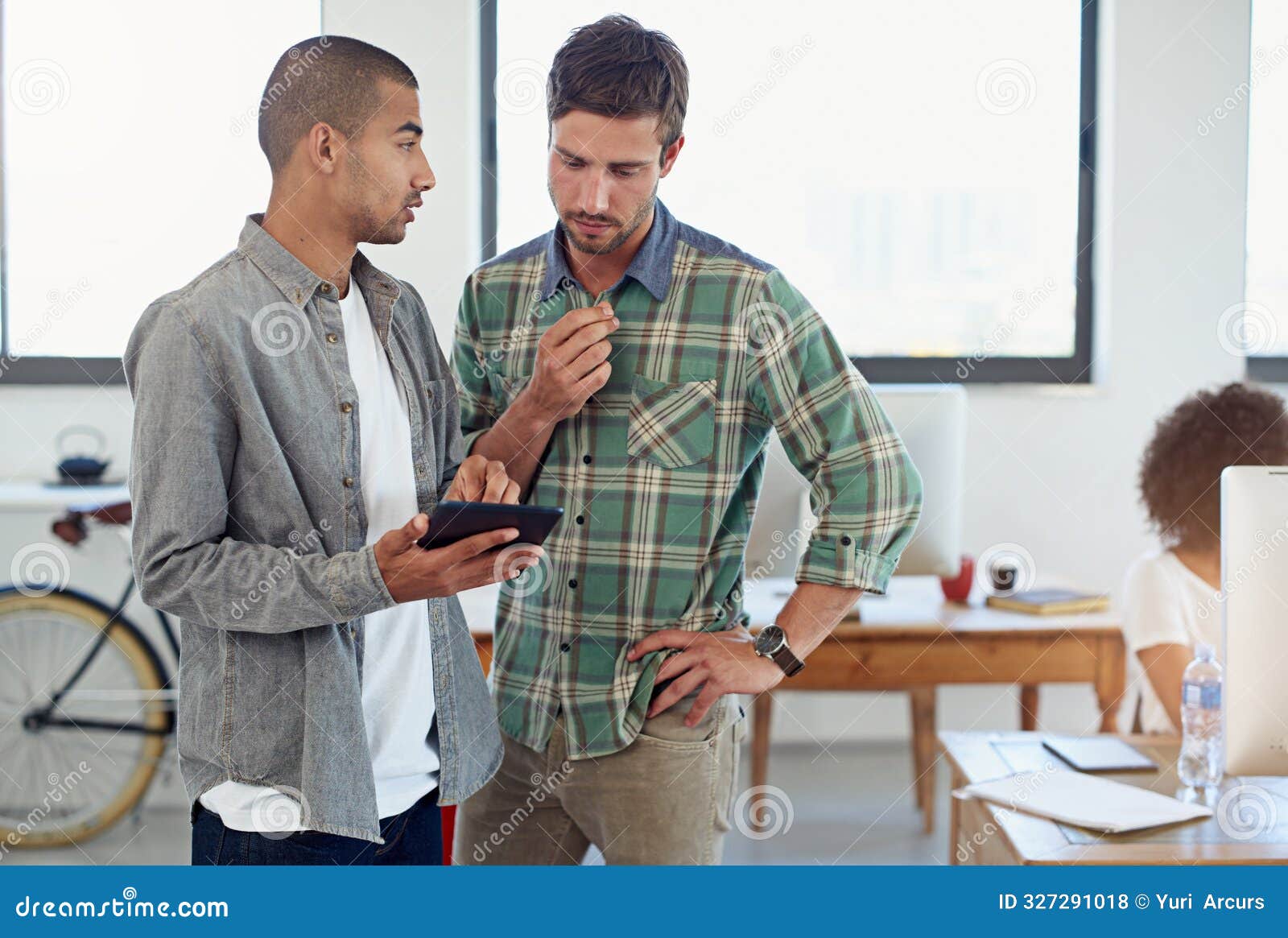 Teamwork, Tablet and Business Men Problem Solving, Planning or ...