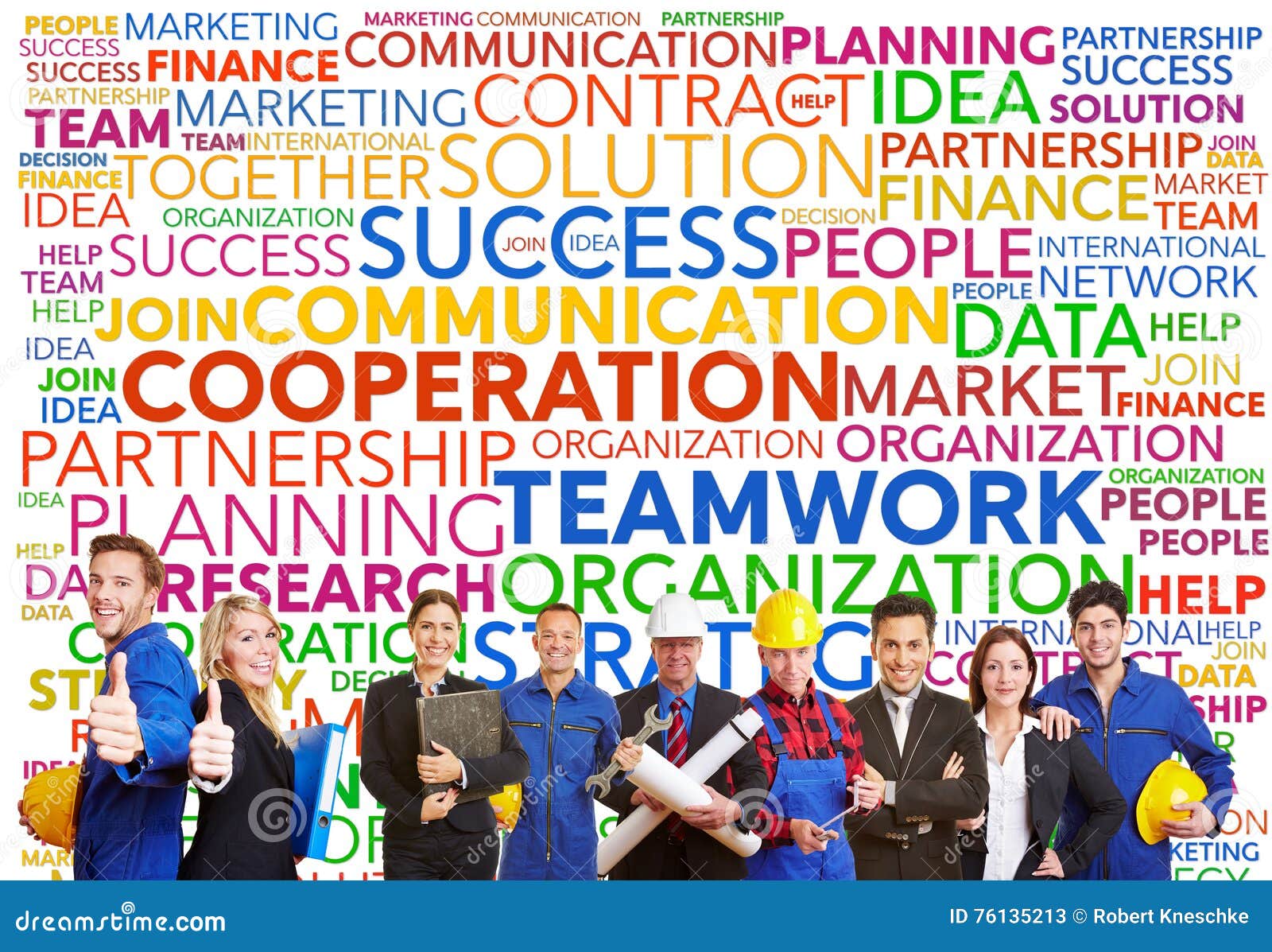 Teamwork Tag Cloud with Different Workers Stock Image - Image of master ...