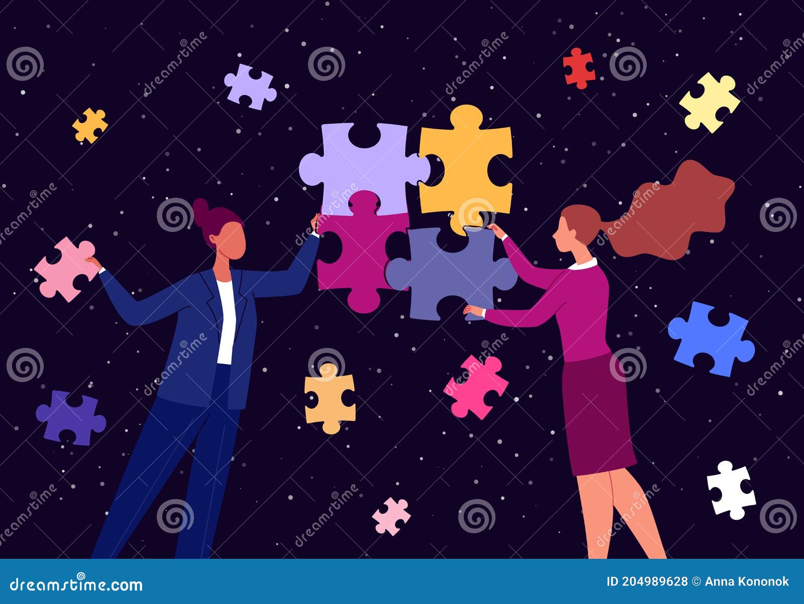 Teamwork and Team Building. Flat Vector Illustration. Stock Vector ...