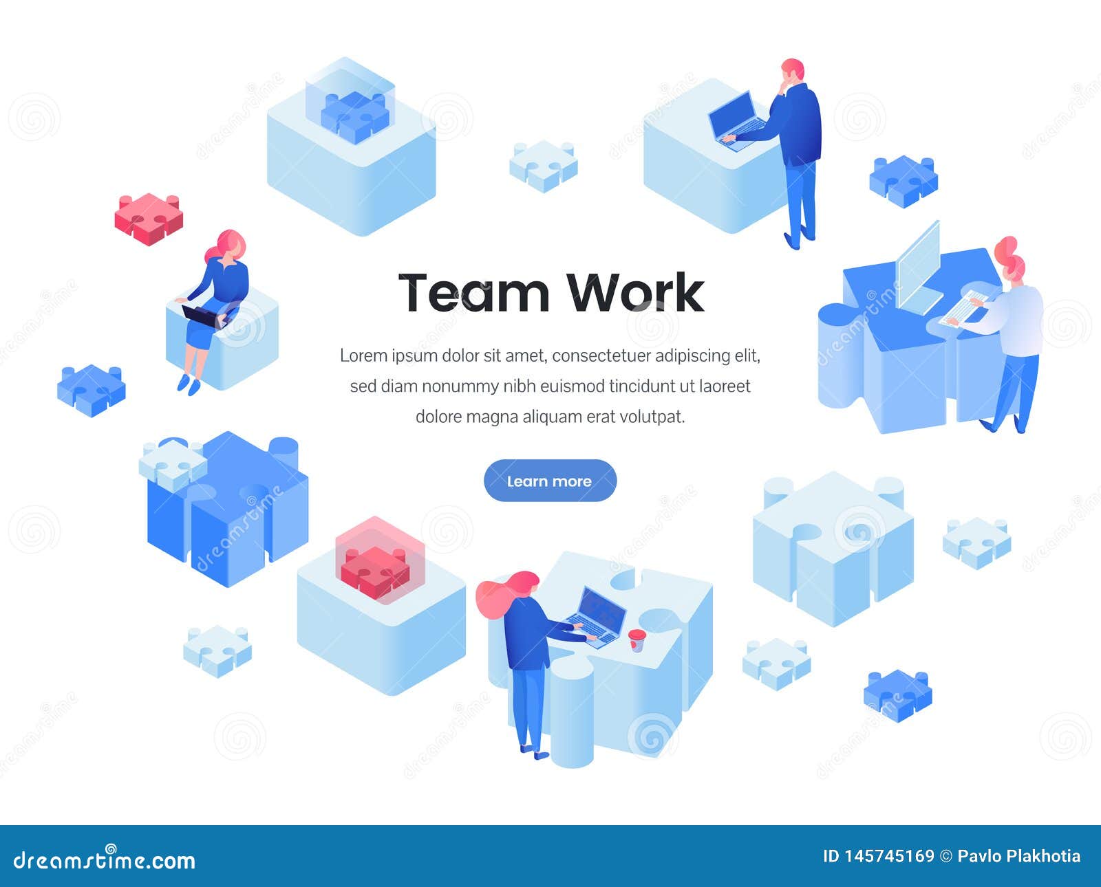 Teamwork, Team Building Isometric Landing Page Cartoon Vector ...