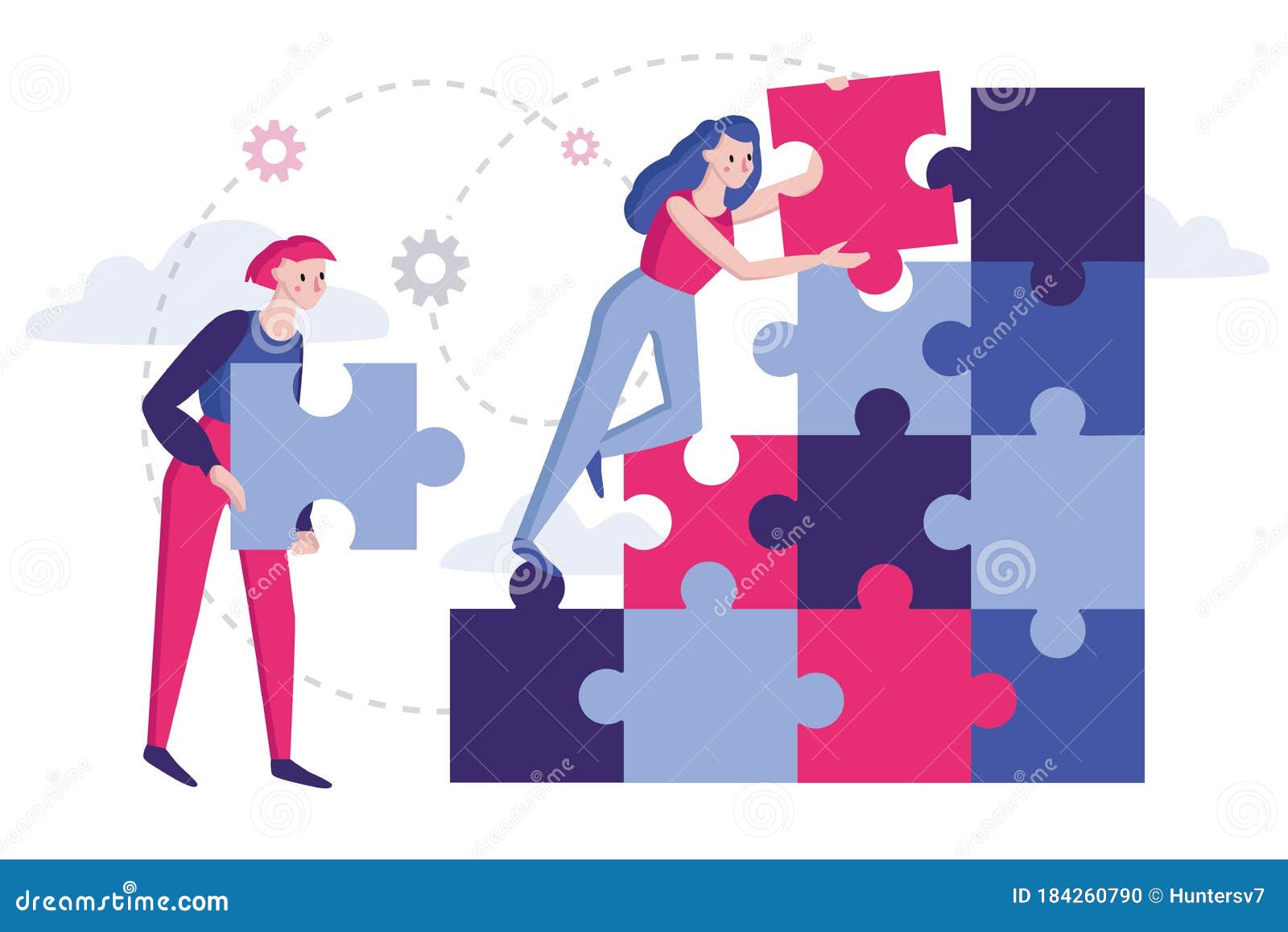 Teamwork and Team Building. Vector Flat Illustration Stock Vector ...