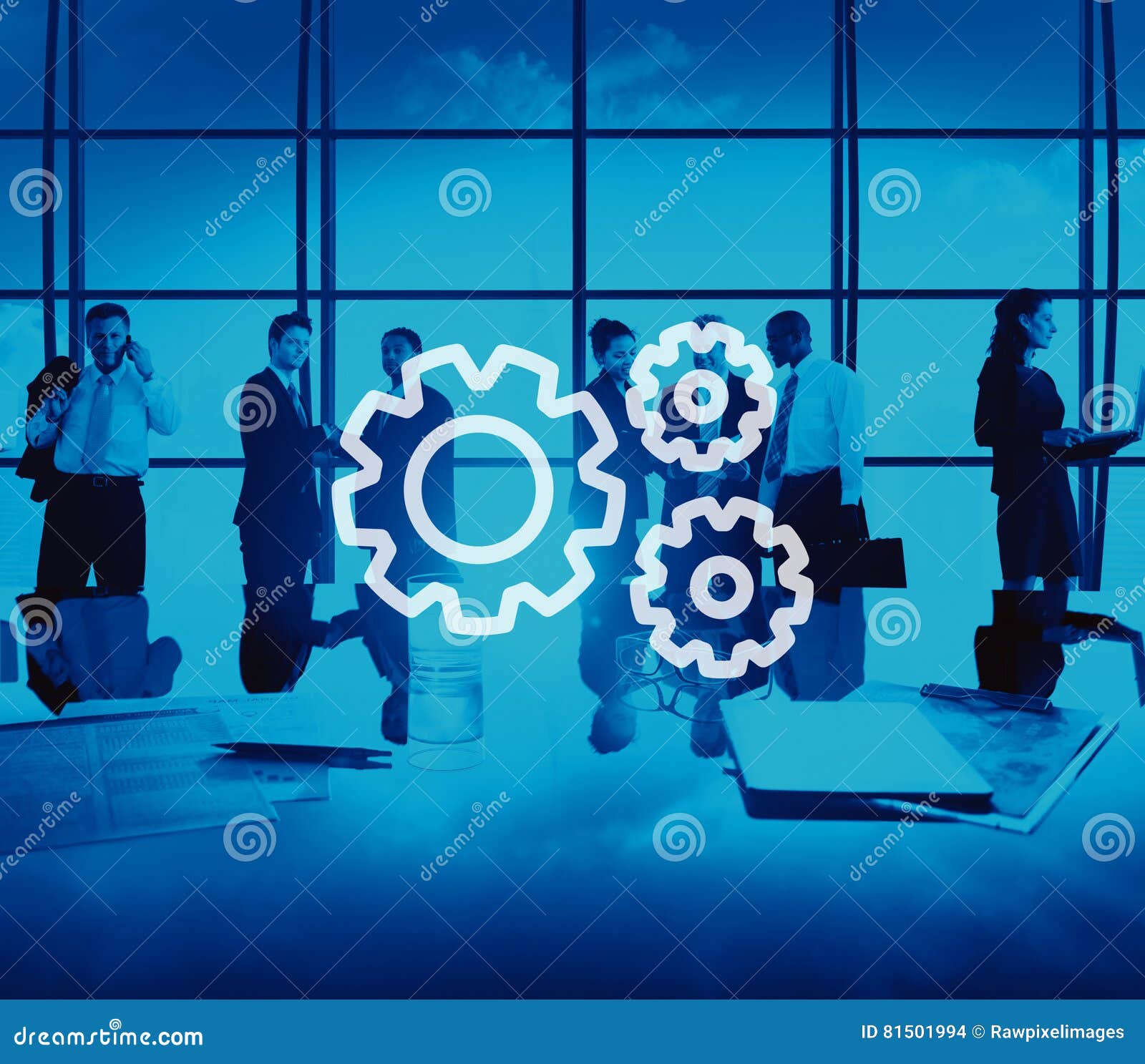 Teamwork Team Collaboration Connection Gear Organisation Concept Stock ...