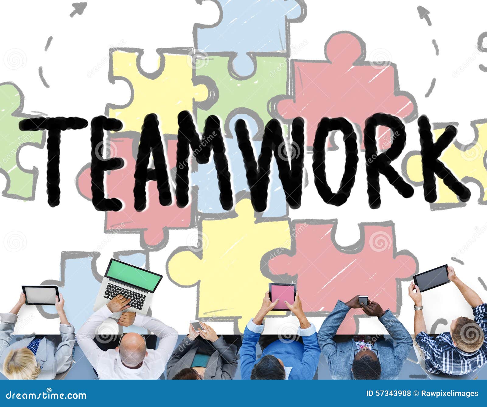 Teamwork Team Collaboration Connection Togetherness Unity Concep Stock ...