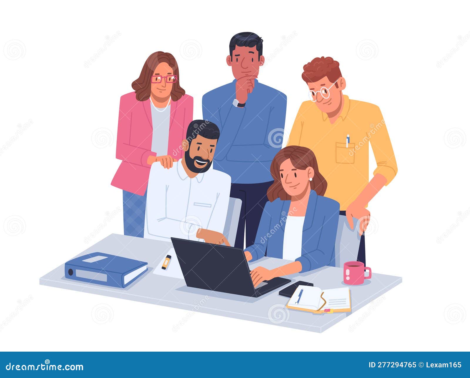 Teamwork. a Team of Colleagues Discuss and Carry Out a Project Stock ...