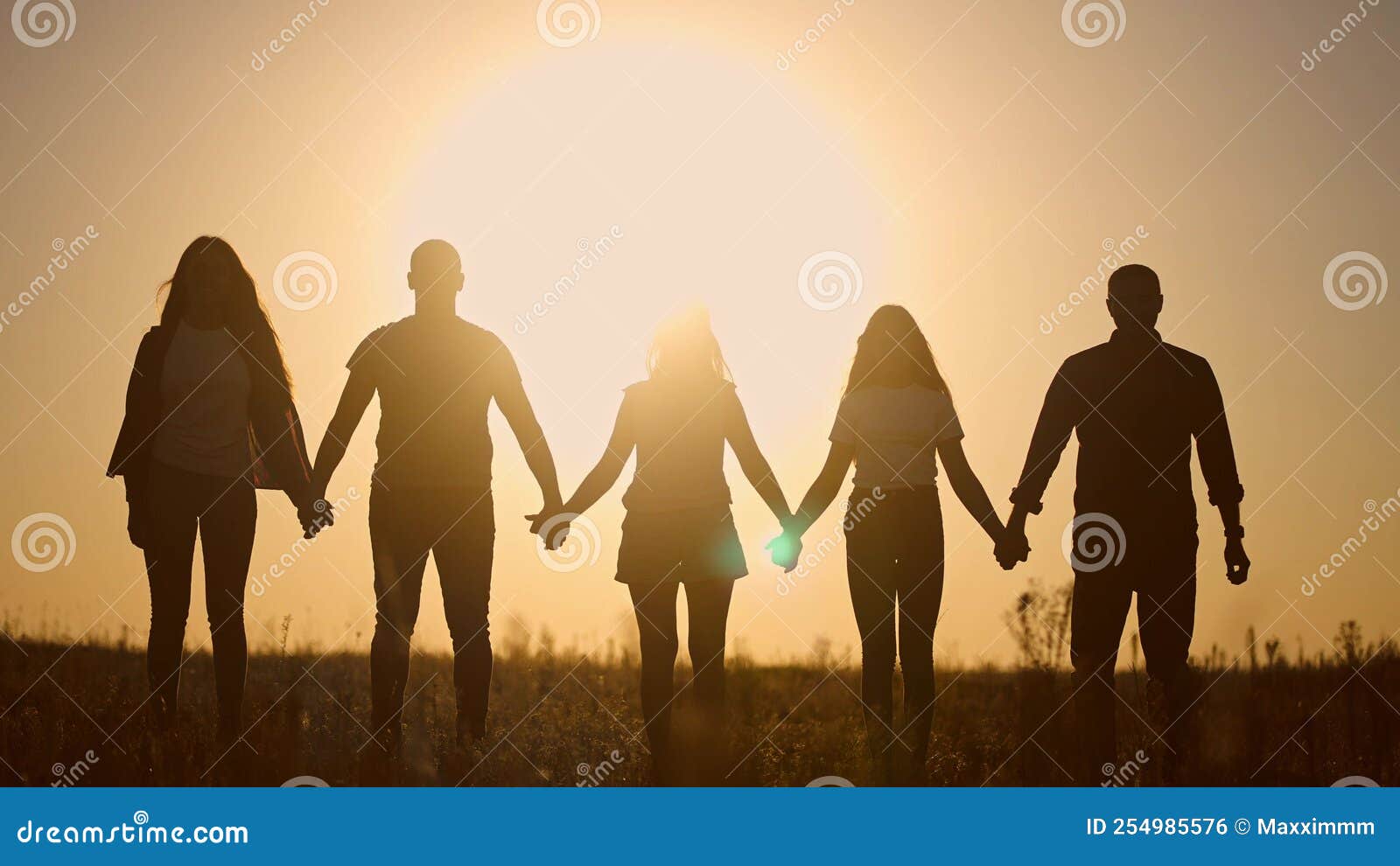 Teamwork. Team Community a Holding Hands Together Silhouette at Unity ...