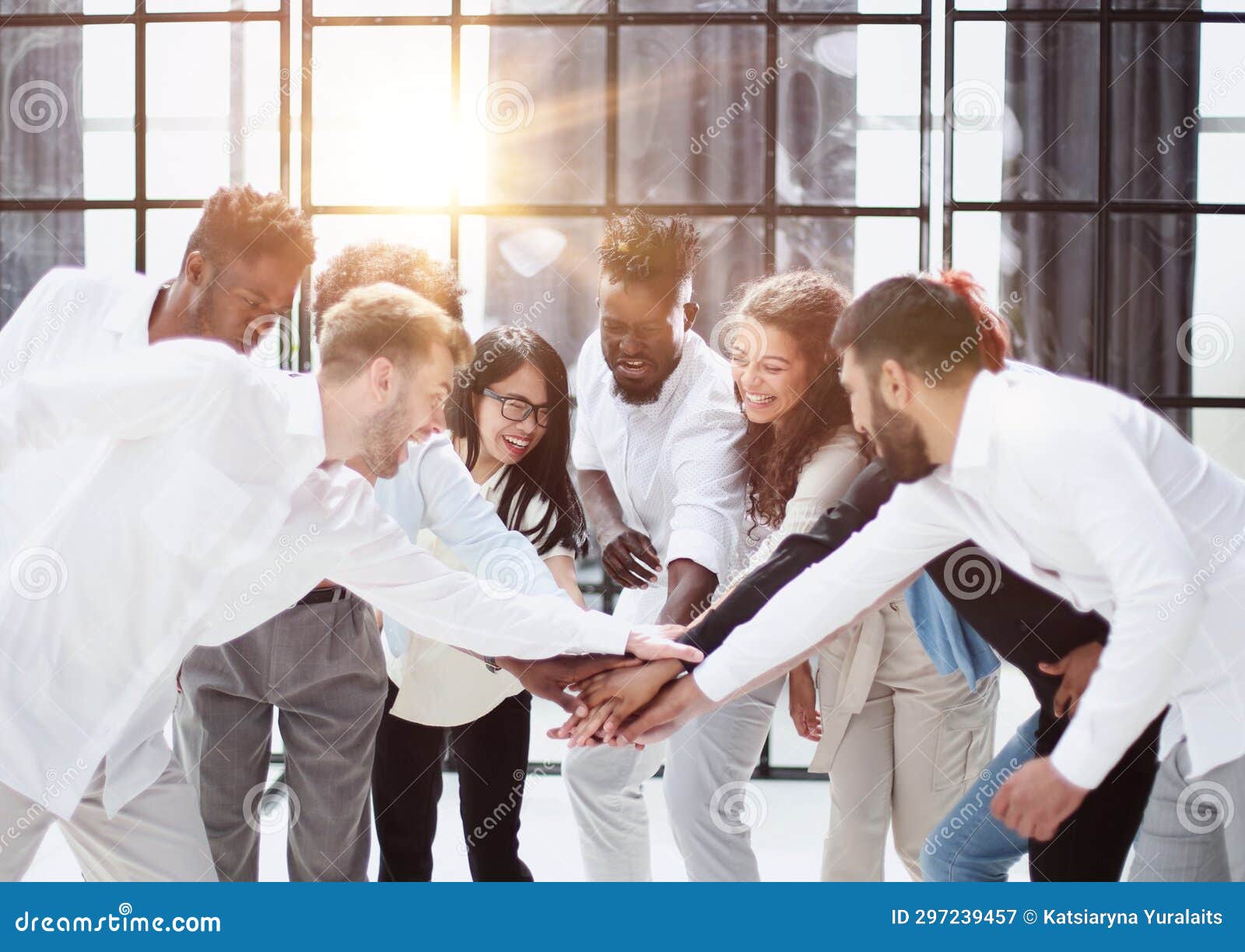 High Angle View of Multiracial Friend Stacking Hand Together Stock ...