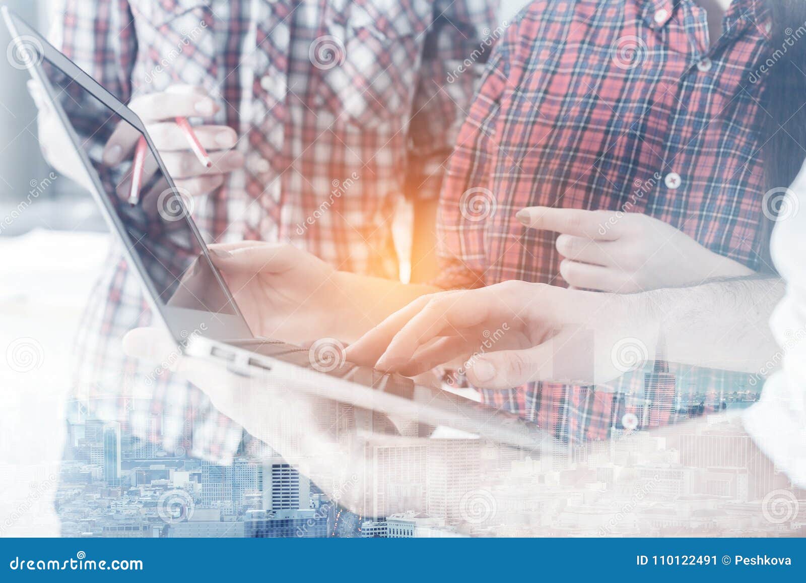 Teamwork and Technology Concept Stock Image - Image of office, keyboard ...