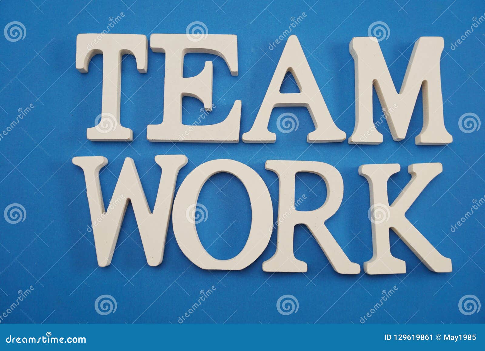 Teamwork Text Letters Alphabet on Blue Background Stock Image - Image ...