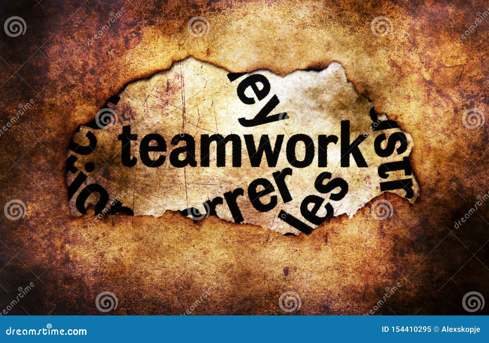 Teamwork Text on Paper Hole Grunge Concept Stock Illustration ...