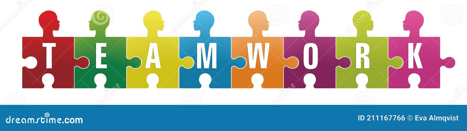 Teamwork, Text with Puzzle Pieces. Vector Illustration. Stock Vector ...