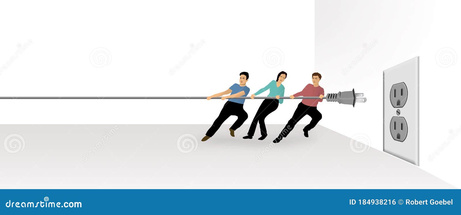 Teamwork is the Theme of this Illustration of Three People Pulling on ...