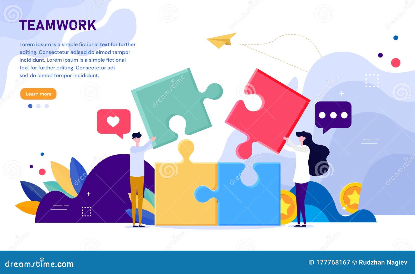 Teamwork Theme and People Putting Together Puzzle Stock Vector ...