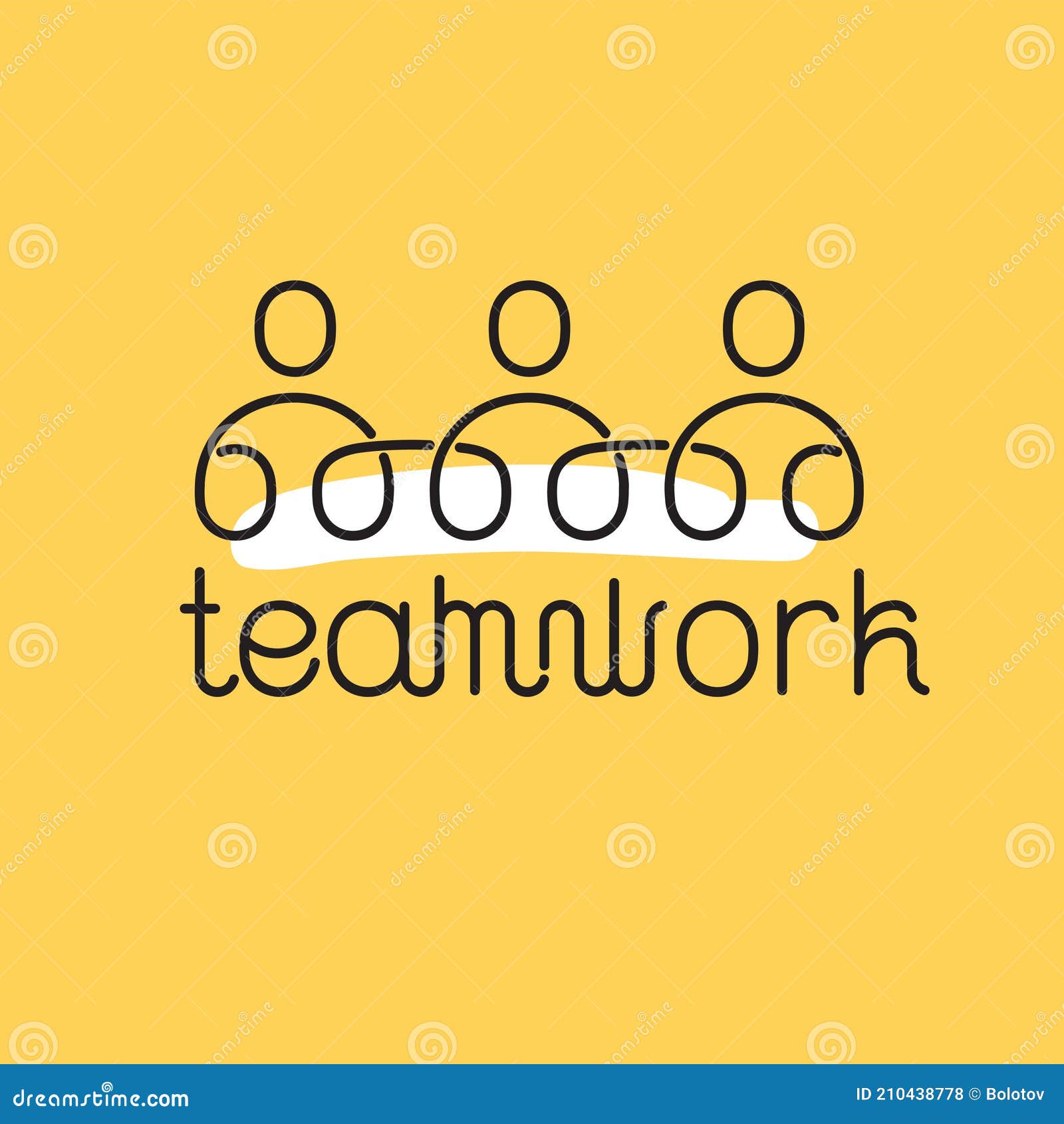 Teamwork Thin Icon. Business Concept on Yellow Background with White ...